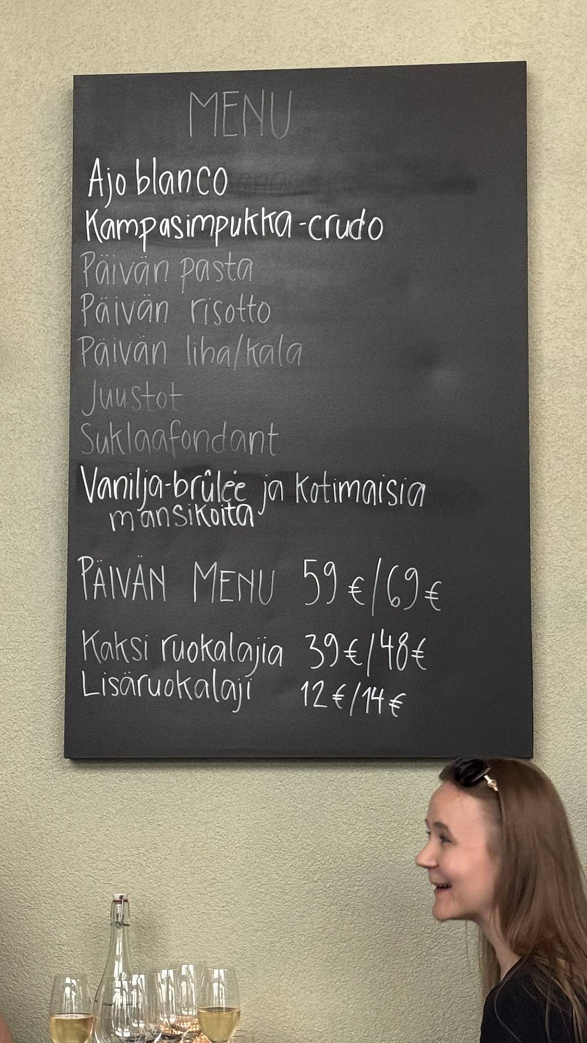 Menu at Restaurant Muru, Helsinki