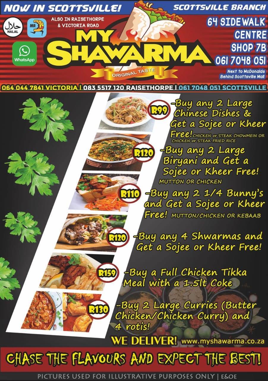 Menu at My Shawarma - Victoria Road restaurant, Pietermaritzburg