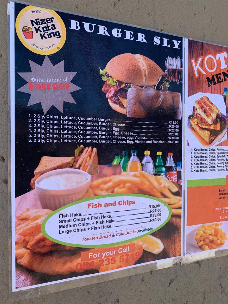 Speisekarte von NIZER KOTA KING restaurant, Johannesburg