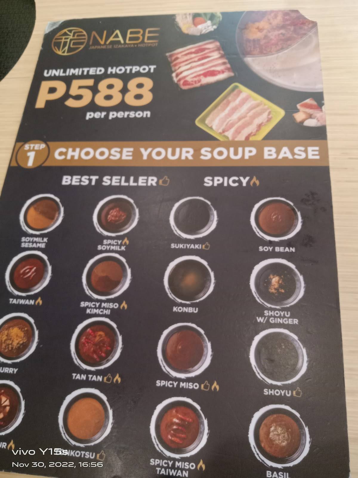 Menu at Nabe Unlimited Japanese Hotpot - Banawe restaurant, Quezon City ...
