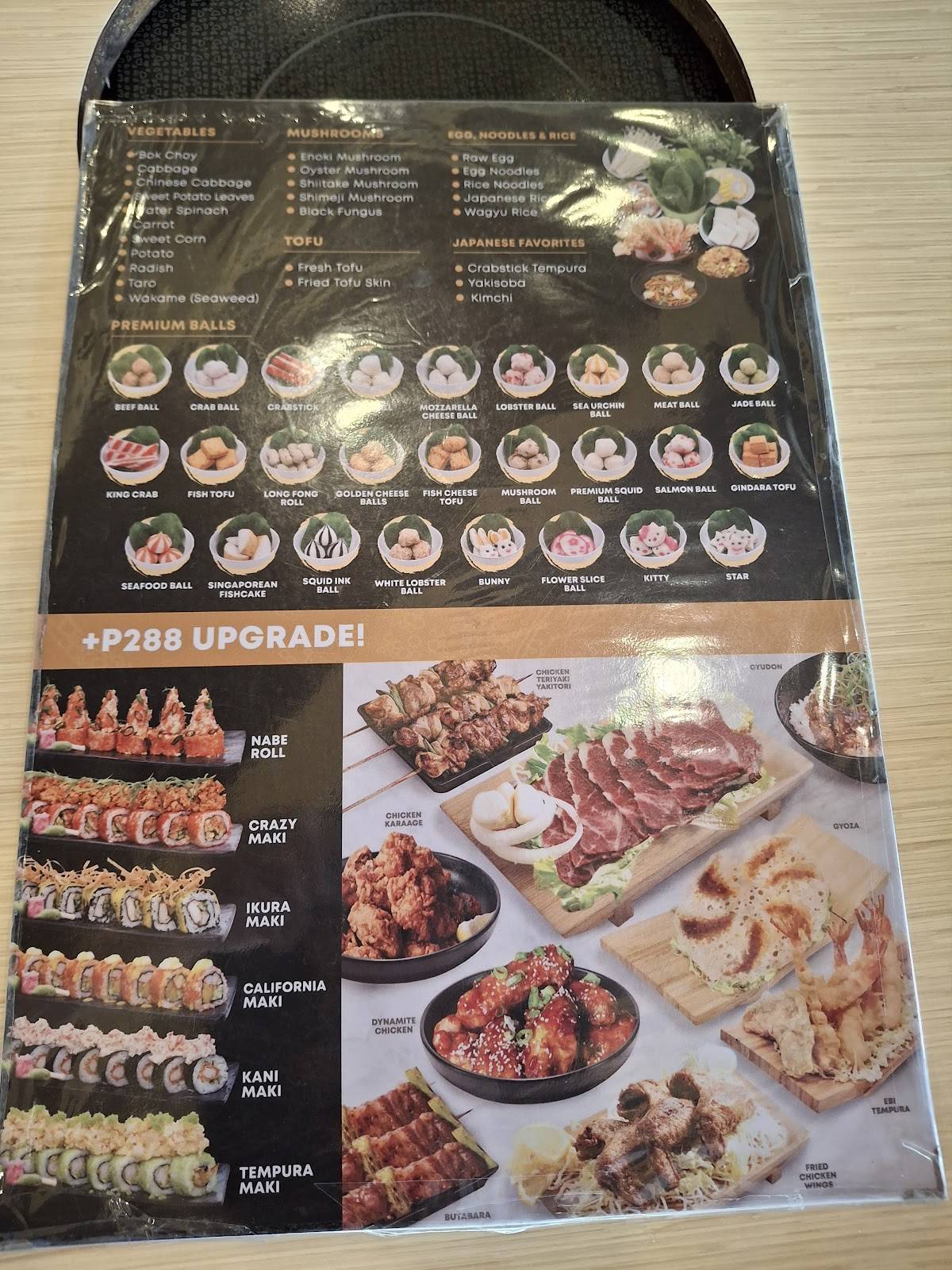 Menu at Nabe Unlimited Japanese Hotpot - Banawe restaurant, Quezon City ...