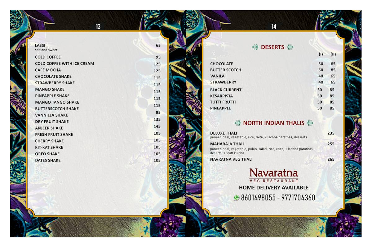 Menu at Navaratna Veg Restaurant Sahadat pura mau SBI Bank main branch, Mau