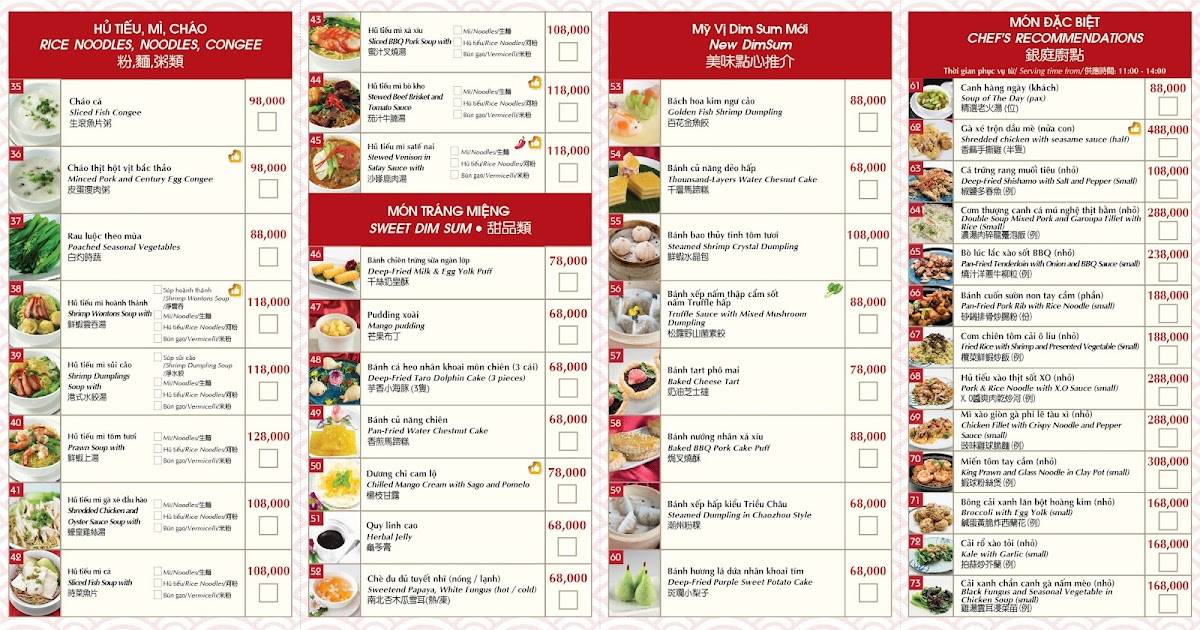 Menu at Nhà hàng Ngân Đình restaurant, Ho Chi Minh City, Windsor Plaza ...