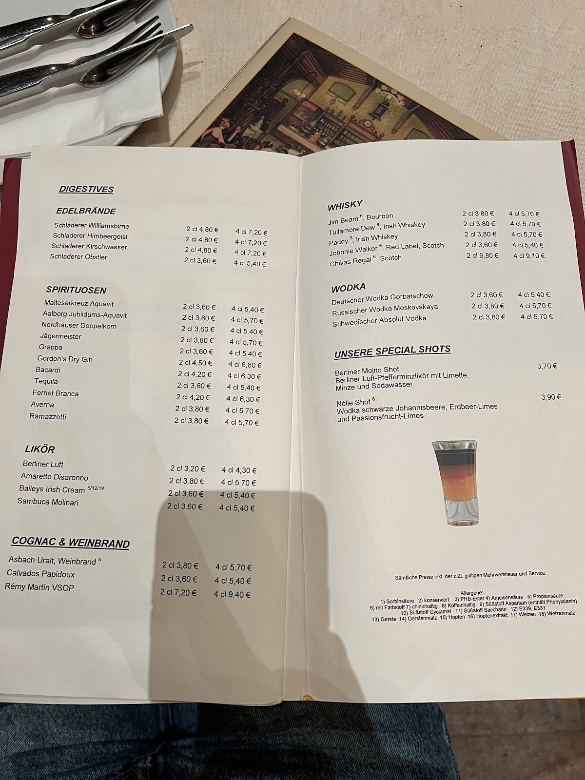 Speisekarte von Restaurant Nolle, Berlin