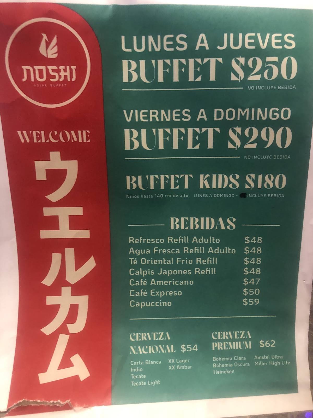 Carta del restaurante Noshi Plaza Cumbres, Monterrey