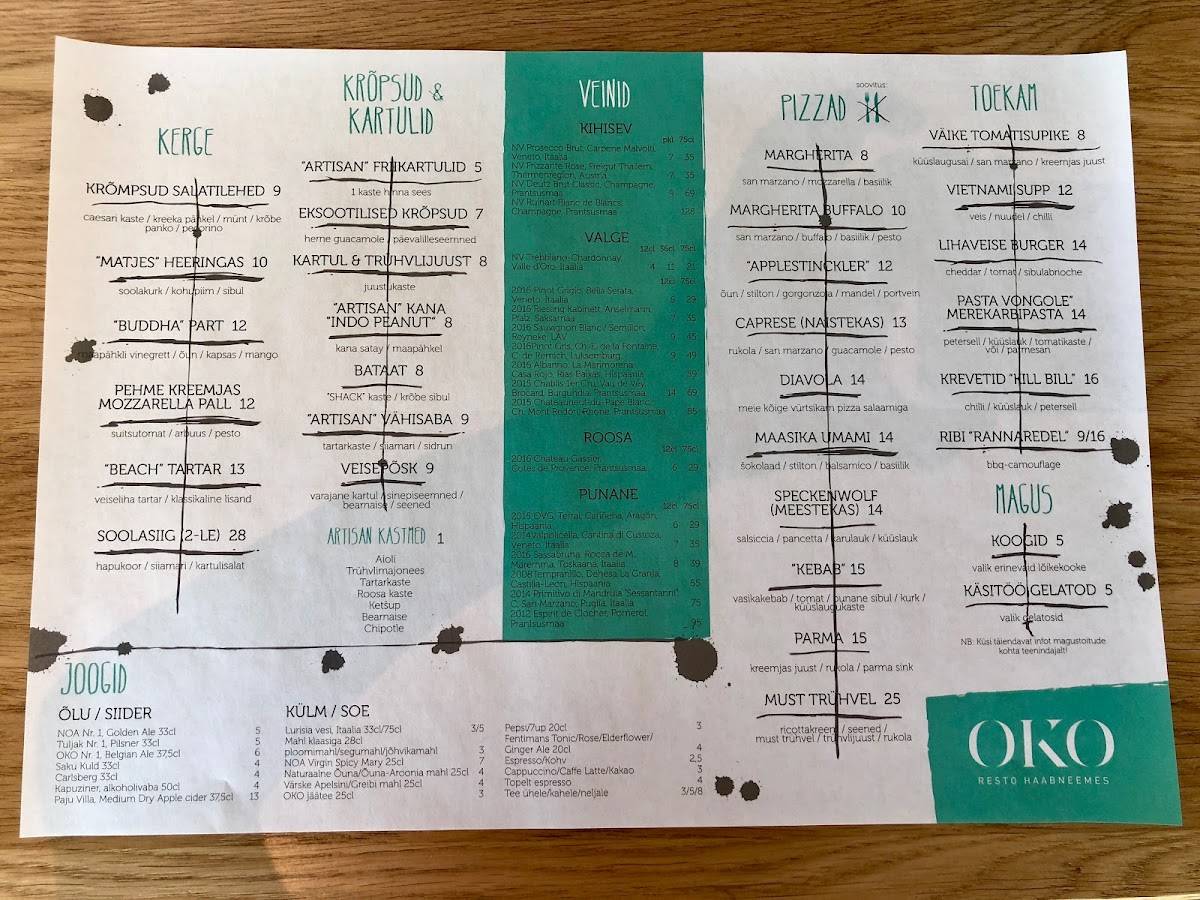 Speisekarte von OKO Resto restaurant, Viimsi