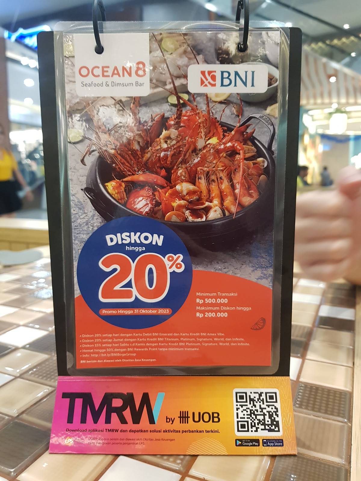 Menu at Ocean 8 Seafood & Dimsum Bar - Lippo Mall Puri, West Jakarta