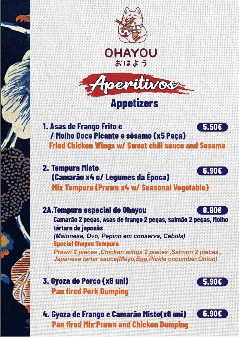 Menu em Ohayou Ramen and Bubble Tea restaurante, Quarteira, R. Vasco da ...