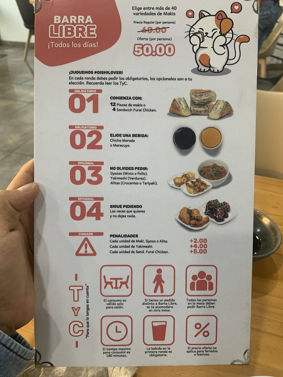 Carta de Oishi Sushi Bar - Ica, Ica