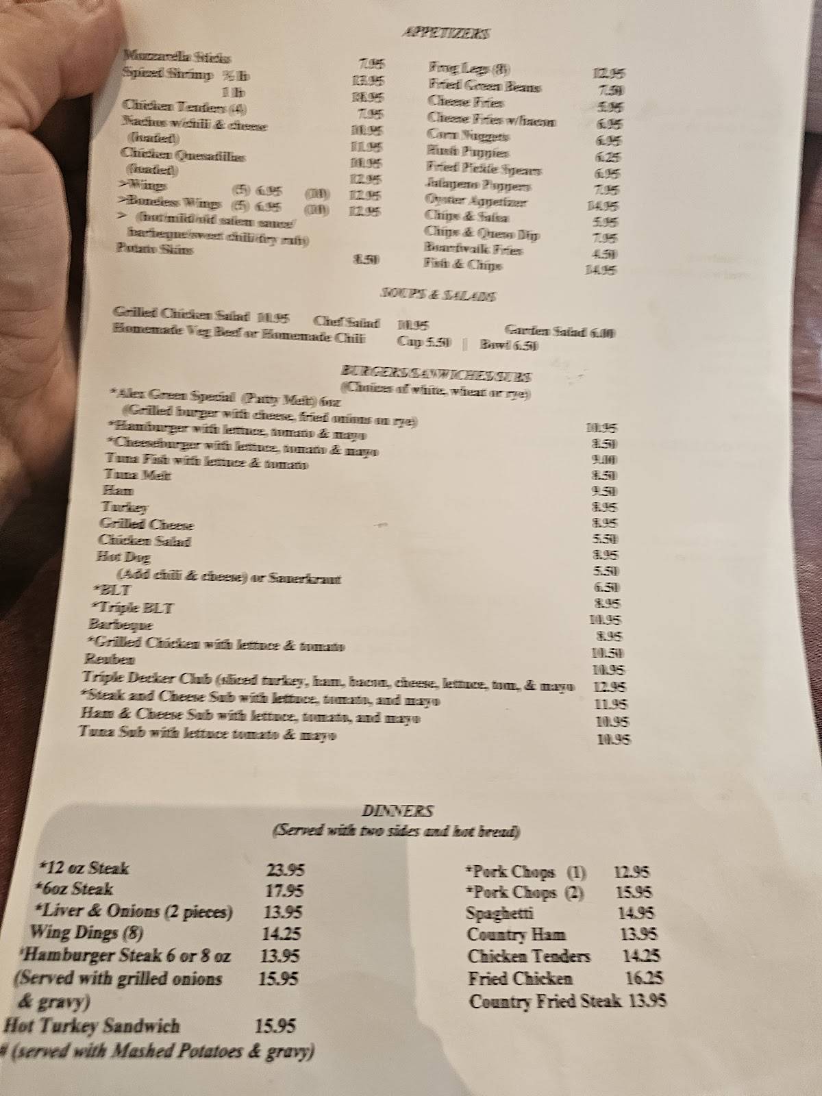 Menu at Old Salem Cafe, Marshall, Winchester Rd