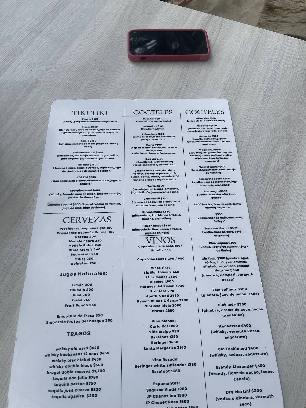 Menu at Olvos Restaurant, Juan Dolio