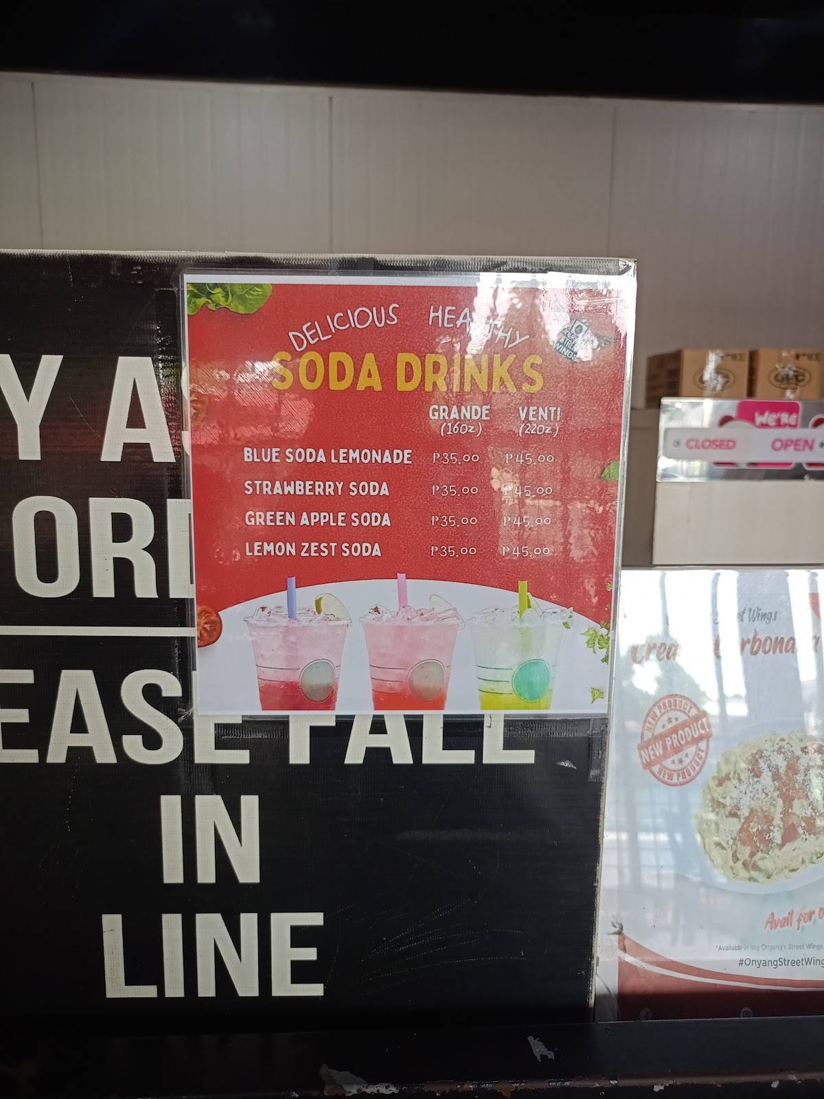 Menu at Onyang's Street Wings restaurant, Calamba, 585 San Jose Rd