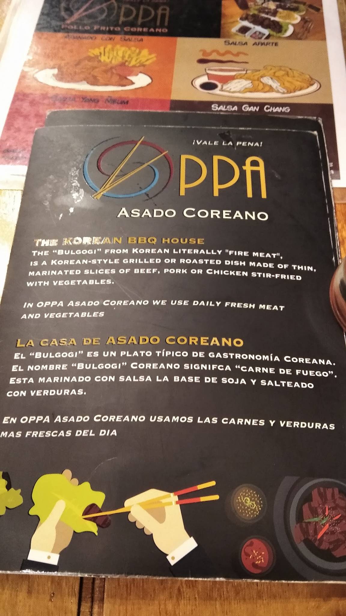 Menu at Oppa Asado - Asado Coreano (Korean BBQ restaurant), Medellín ...