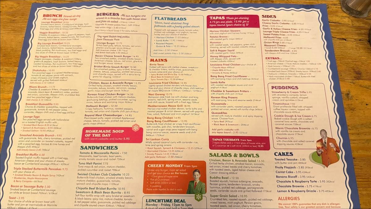 Menu at Orto Lounge restaurant, Evesham