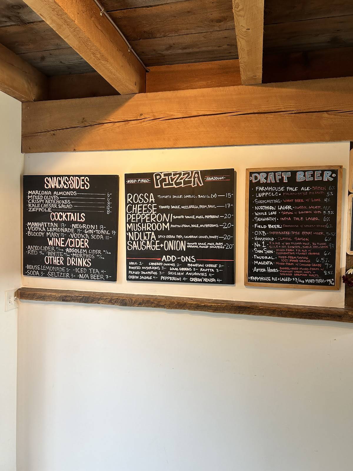 Menu at Oxbow Beer Garden restaurant, Oxford