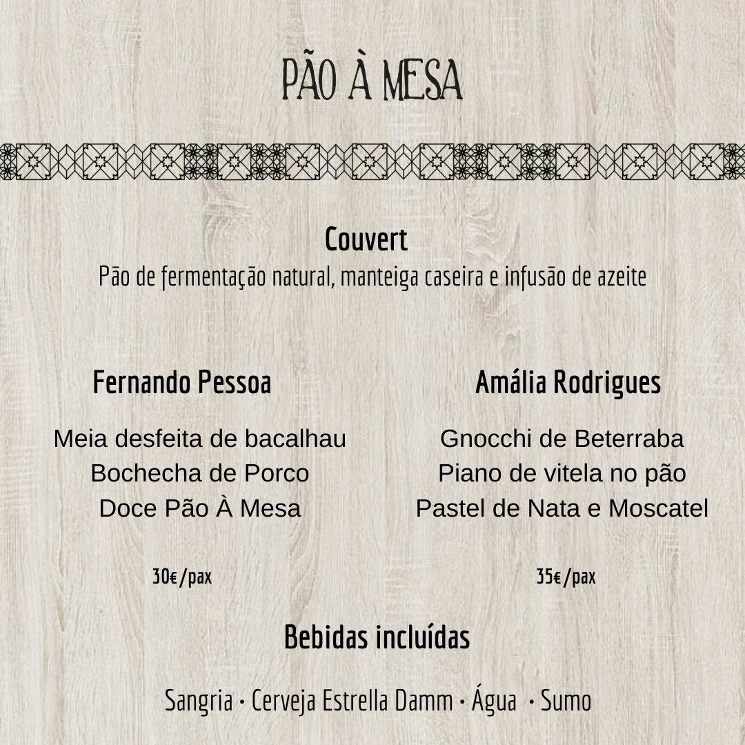 Menu em Pão à Mesa Com Certeza restaurante, Lisboa
