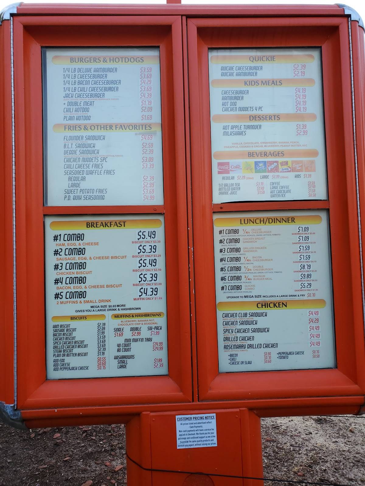 Menu at PD Quix restaurant, Sanford, S Horner Blvd