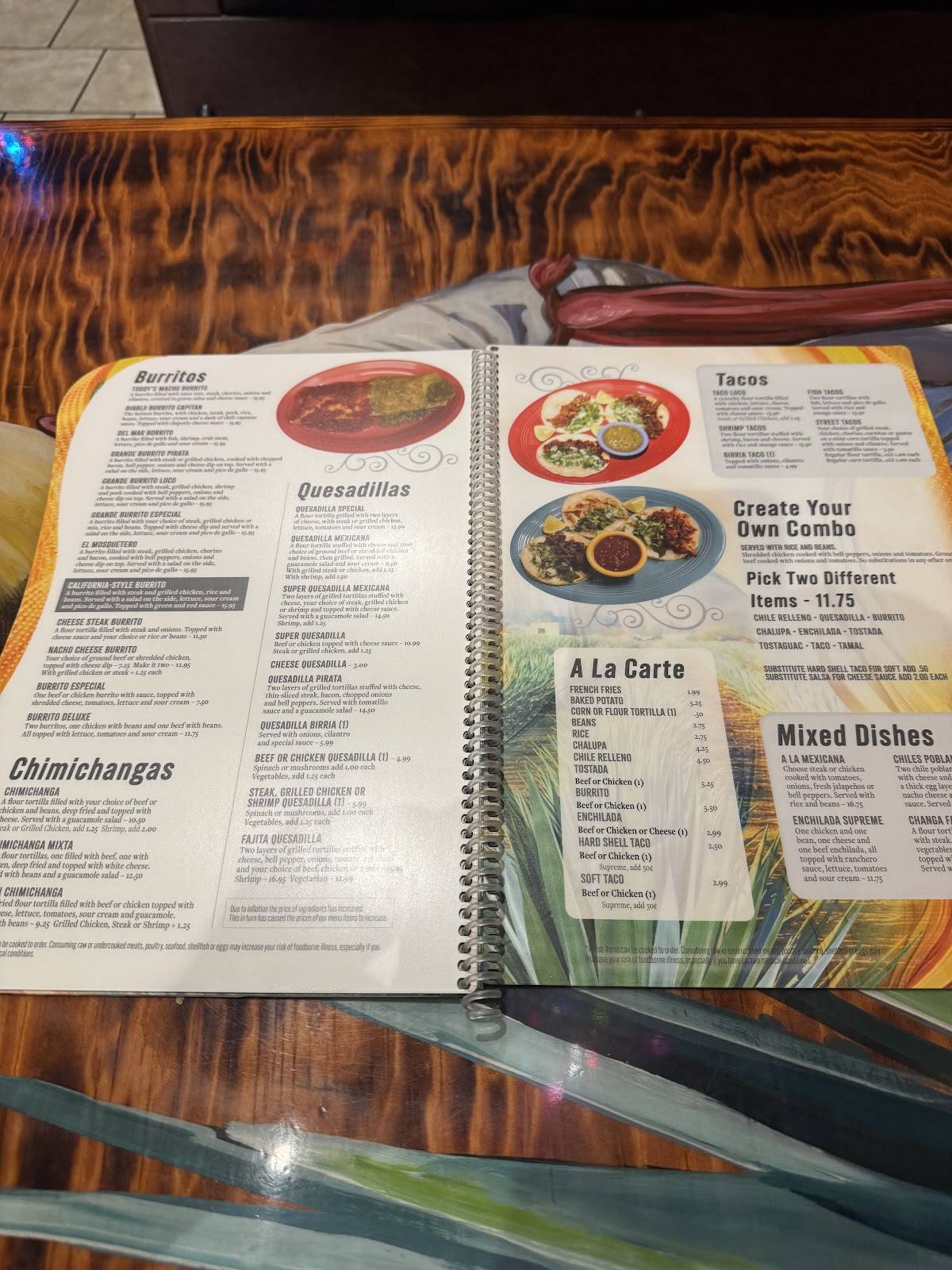 Menu at Pablo's Mexican Restaurant, North Augusta