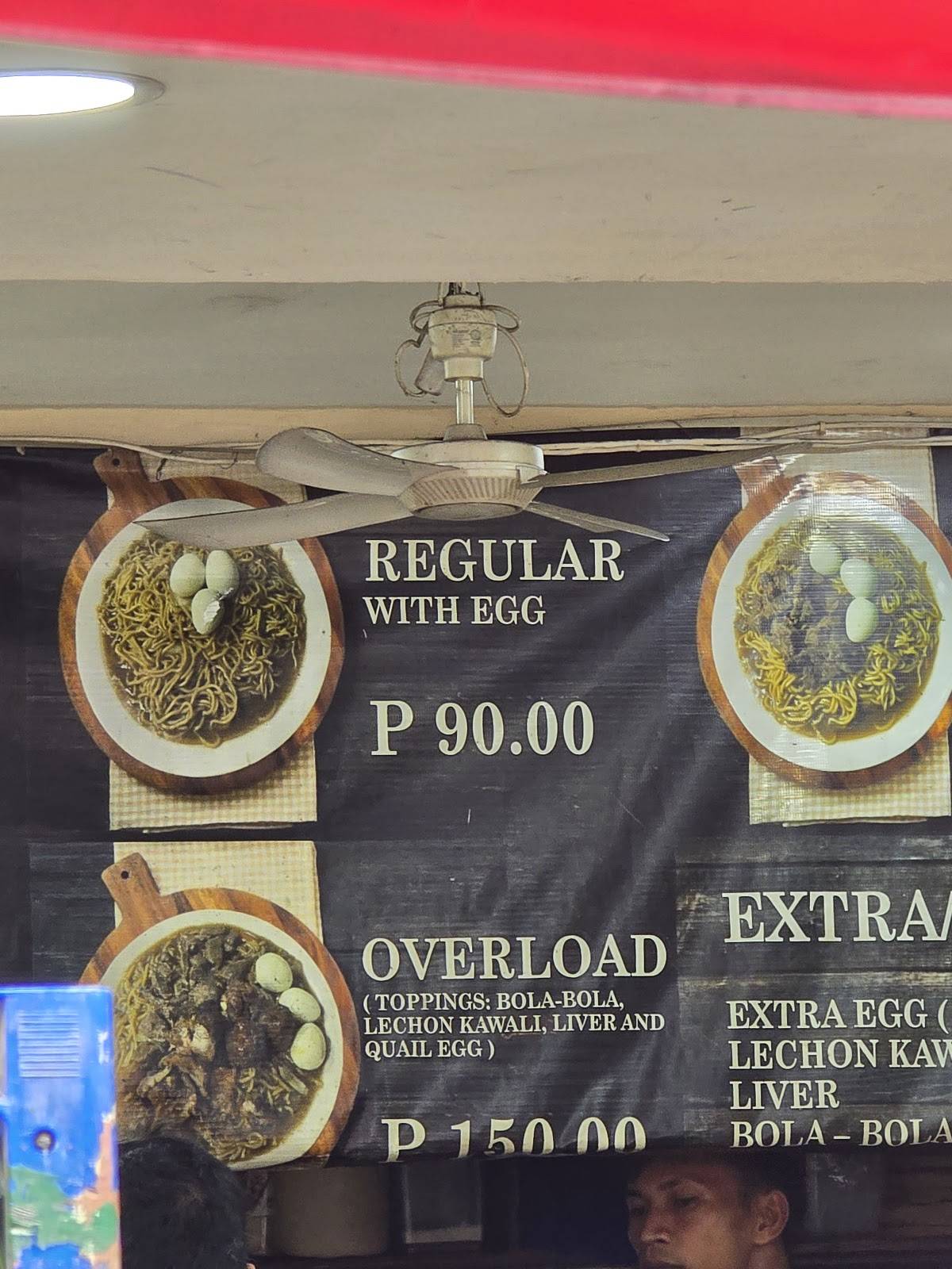 Menu at Pancit Cabagan restaurant, Manila, JX7X+WVW
