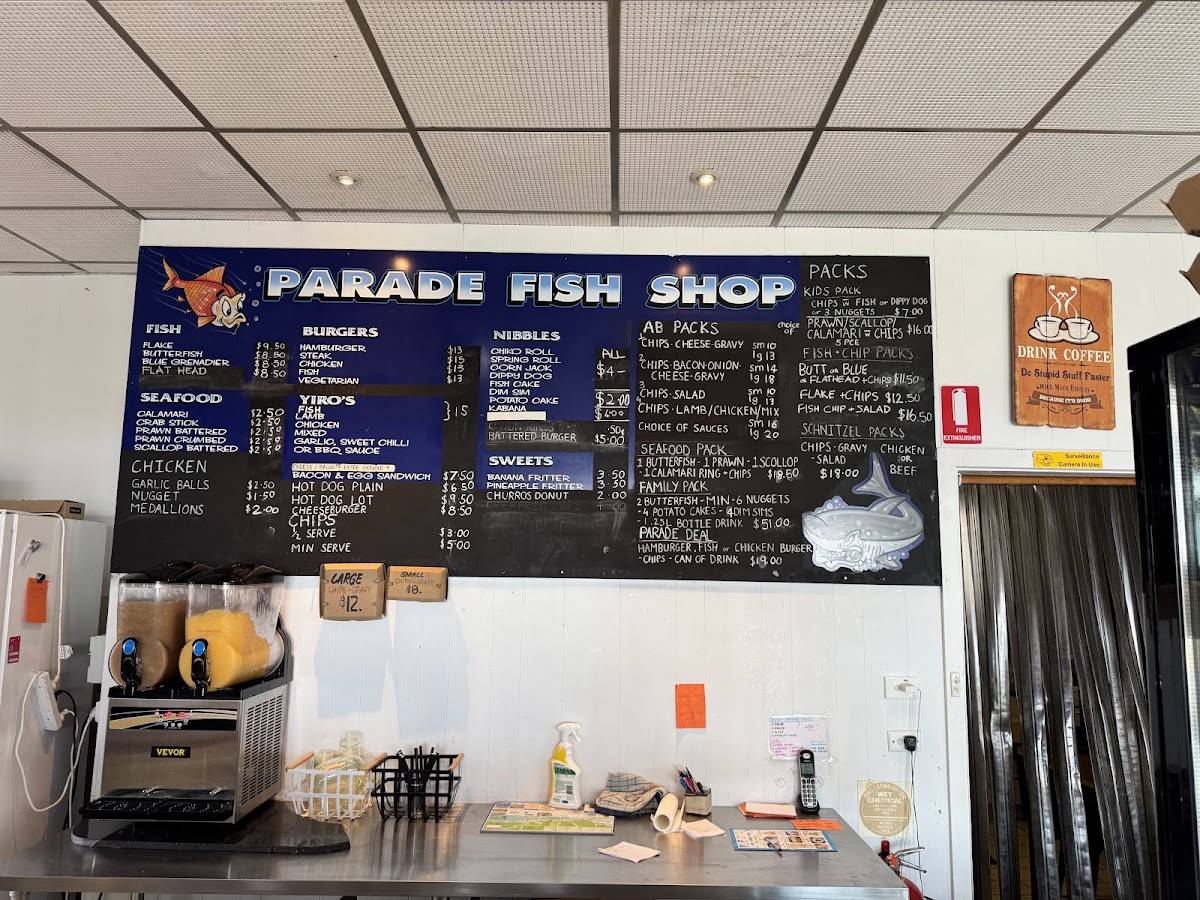 Menu at Parade Fish Shop restaurant, Port Macdonnell