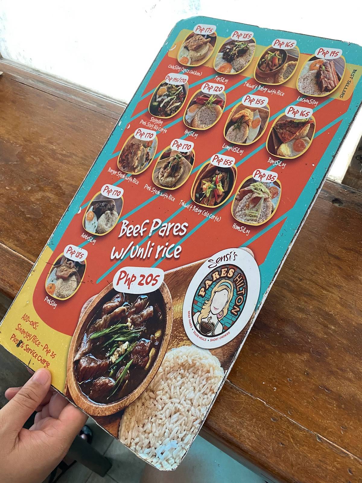 Menu at Pares Hilton - Boracay restaurant, Malay