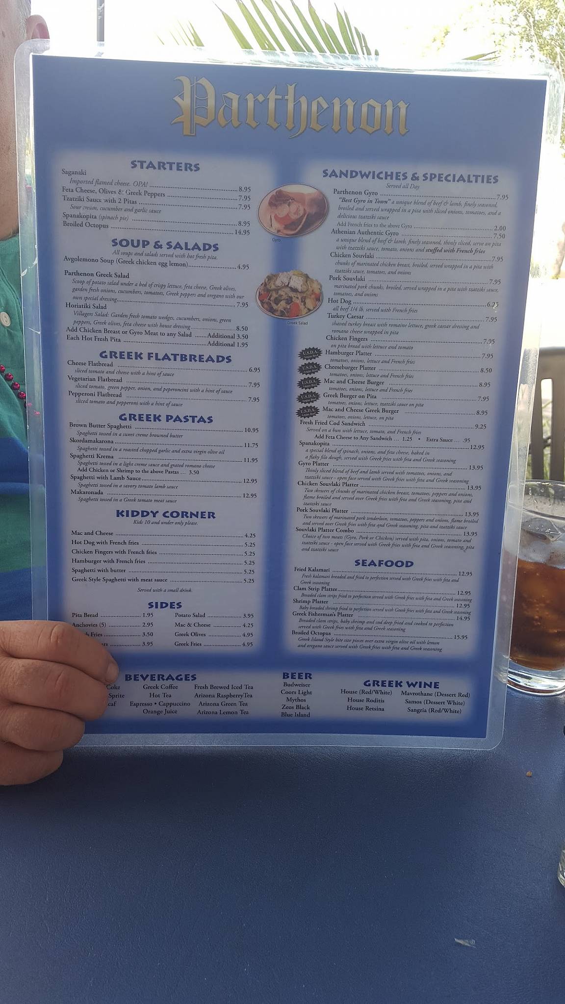 Menu at Parthenon Restaurant, Tarpon Springs