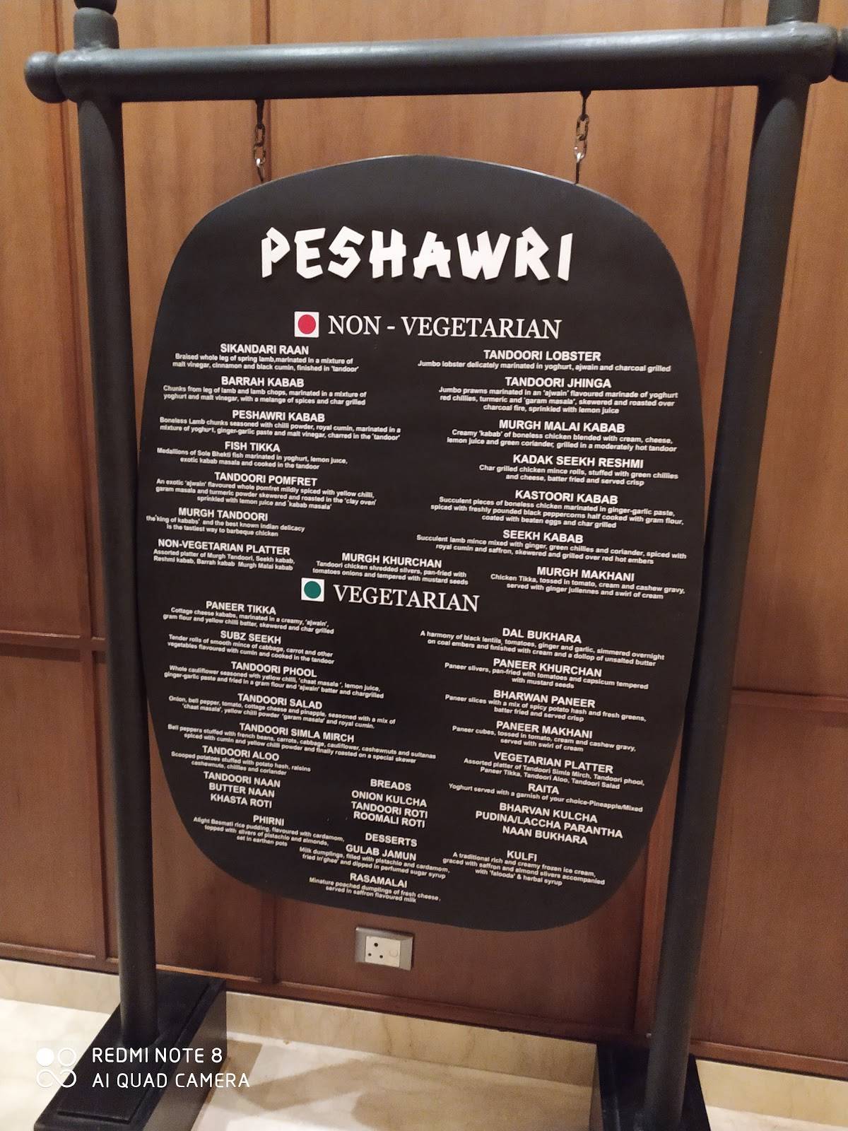 Menu at Peshawri -ITC Sonar, Kolkata, 1