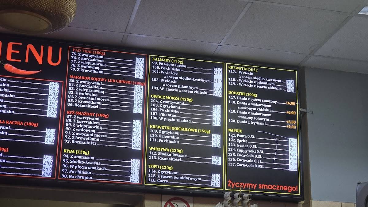 Menu at Phuong Thao restaurant, Pabianice