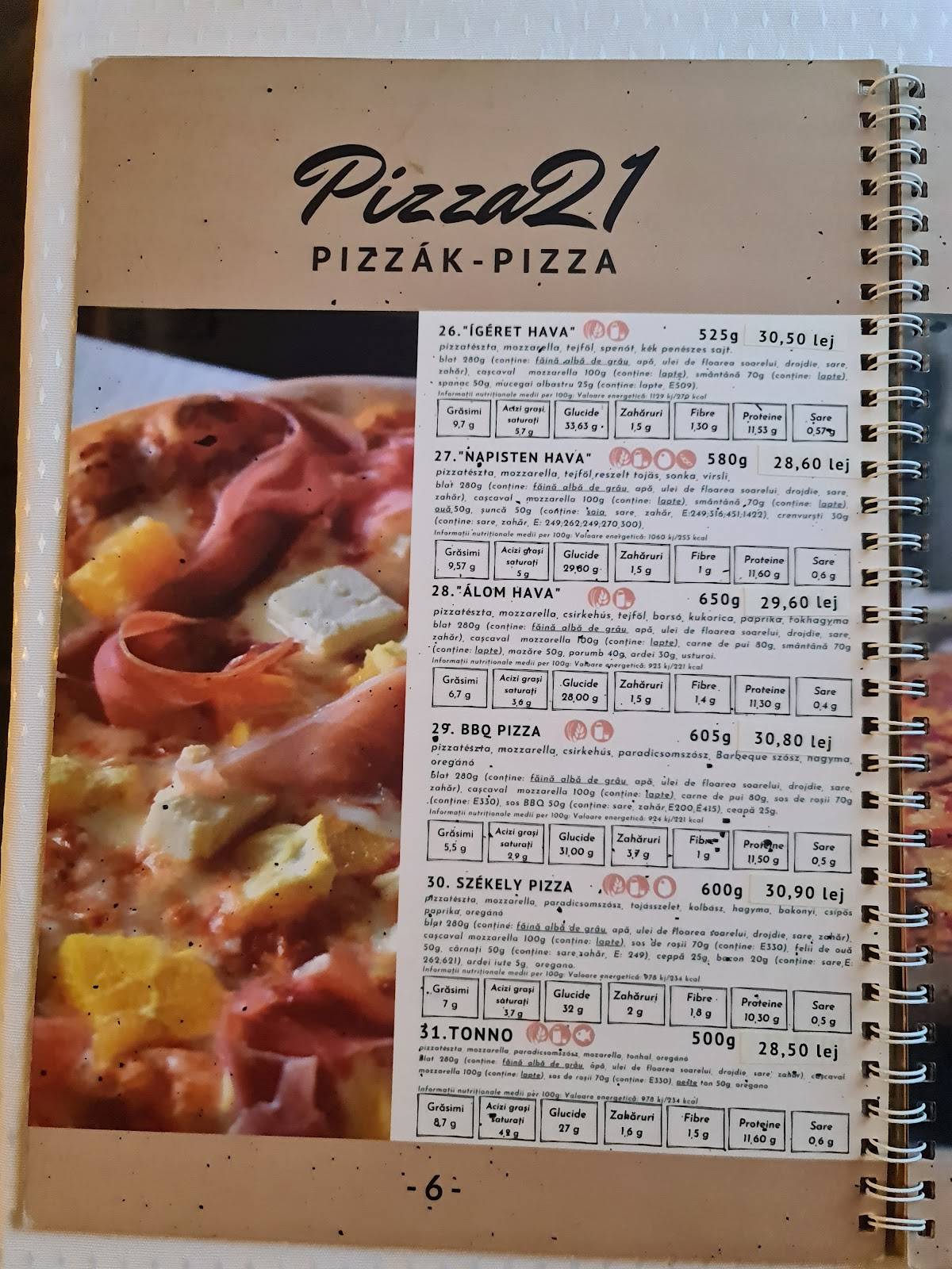Menu at Pizza 21, Odorheiu Secuiesc