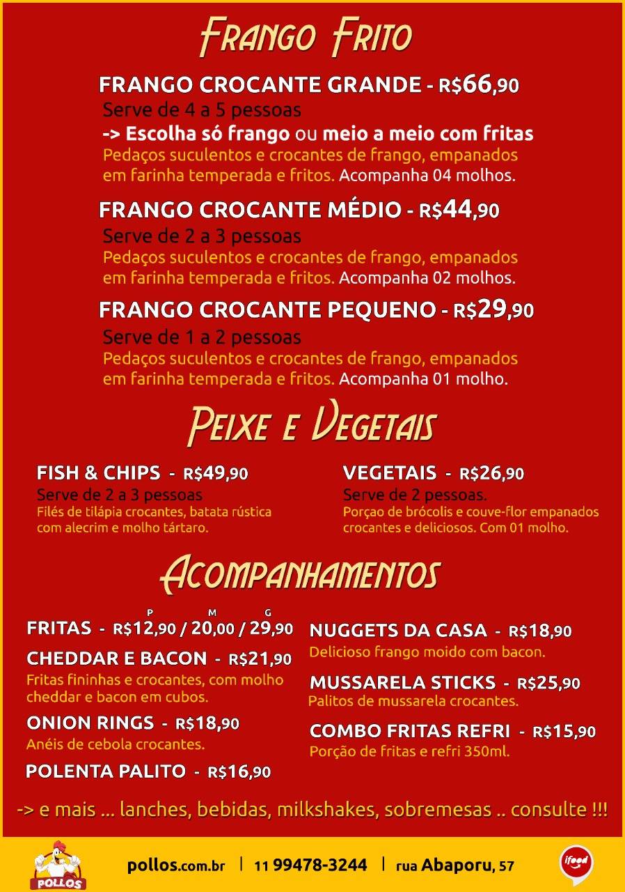 Menu em Pollos Delivery de Frango Crocante Frango Frito Frango Empanado ...