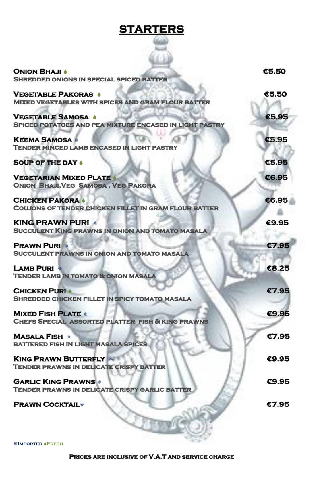 Menu at Poppadums Indian Restaurant, Chloraka