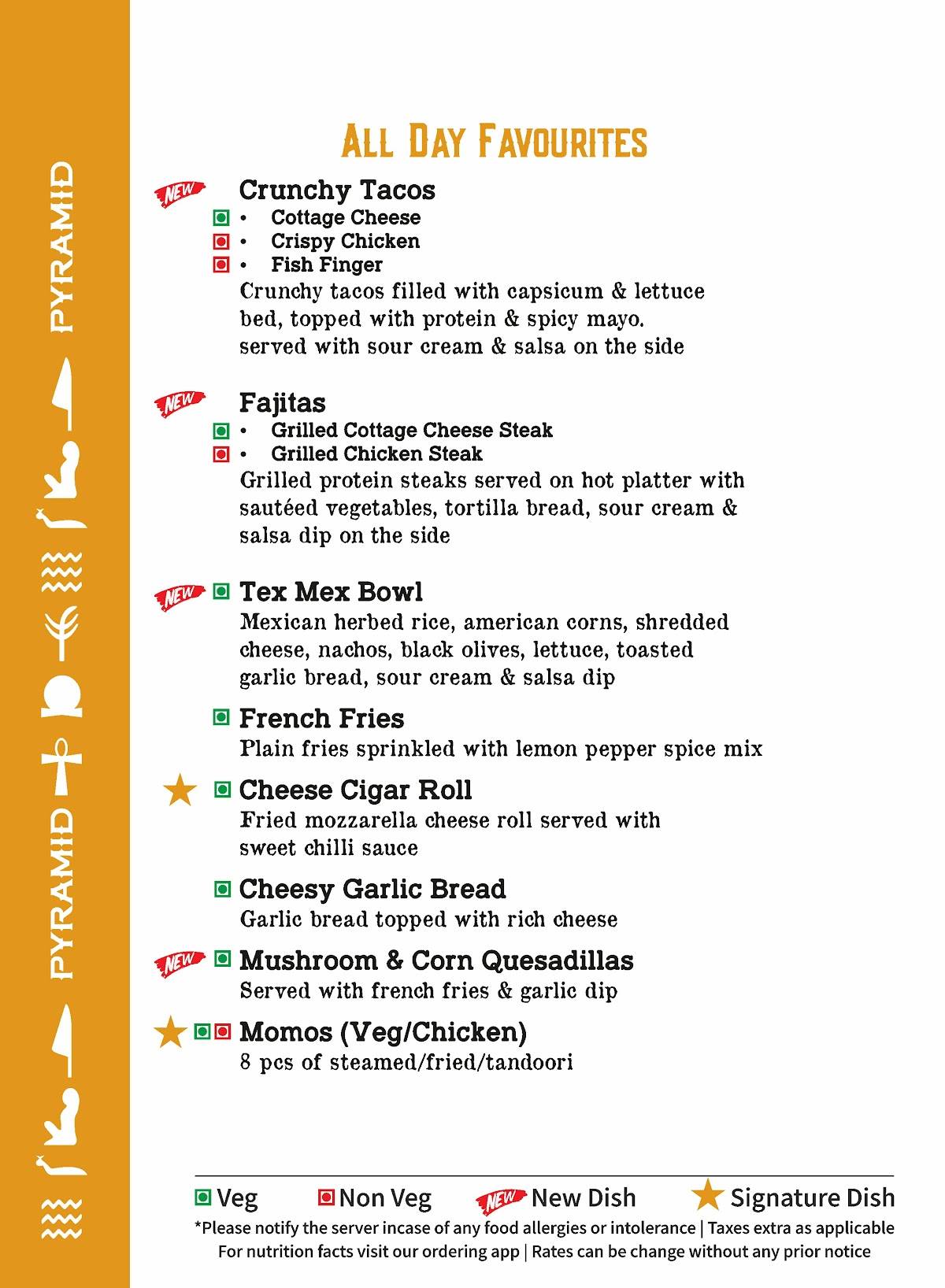 Menu at Pyramid Jalandhar Micro Brewery Best Nightclub Banquet Hall ...