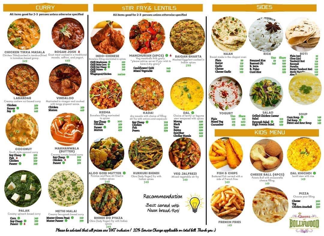 Menu at Queens at Bollywood - BGC restaurant, Taguig, Ground Floor