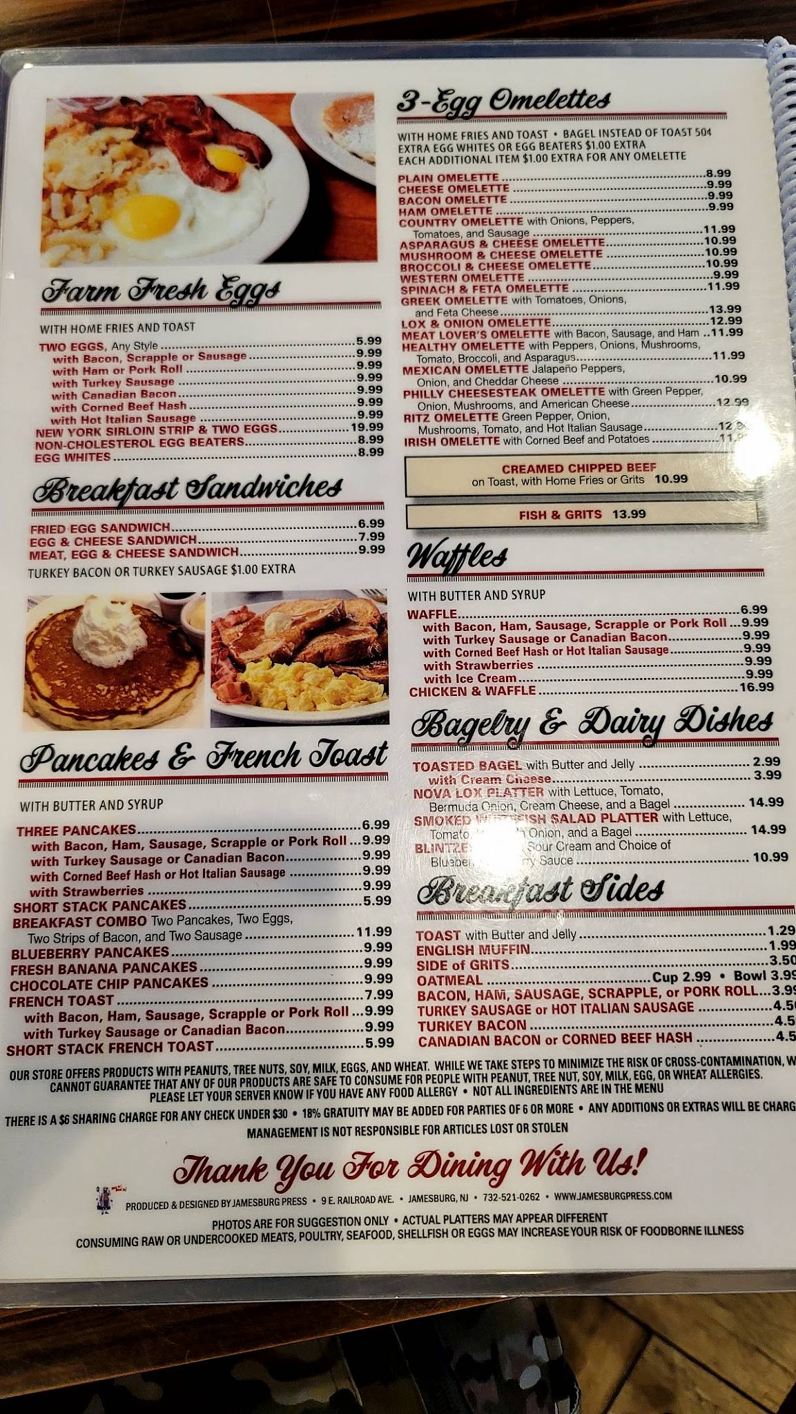 Menu at RITZ Diner restaurant, Philadelphia
