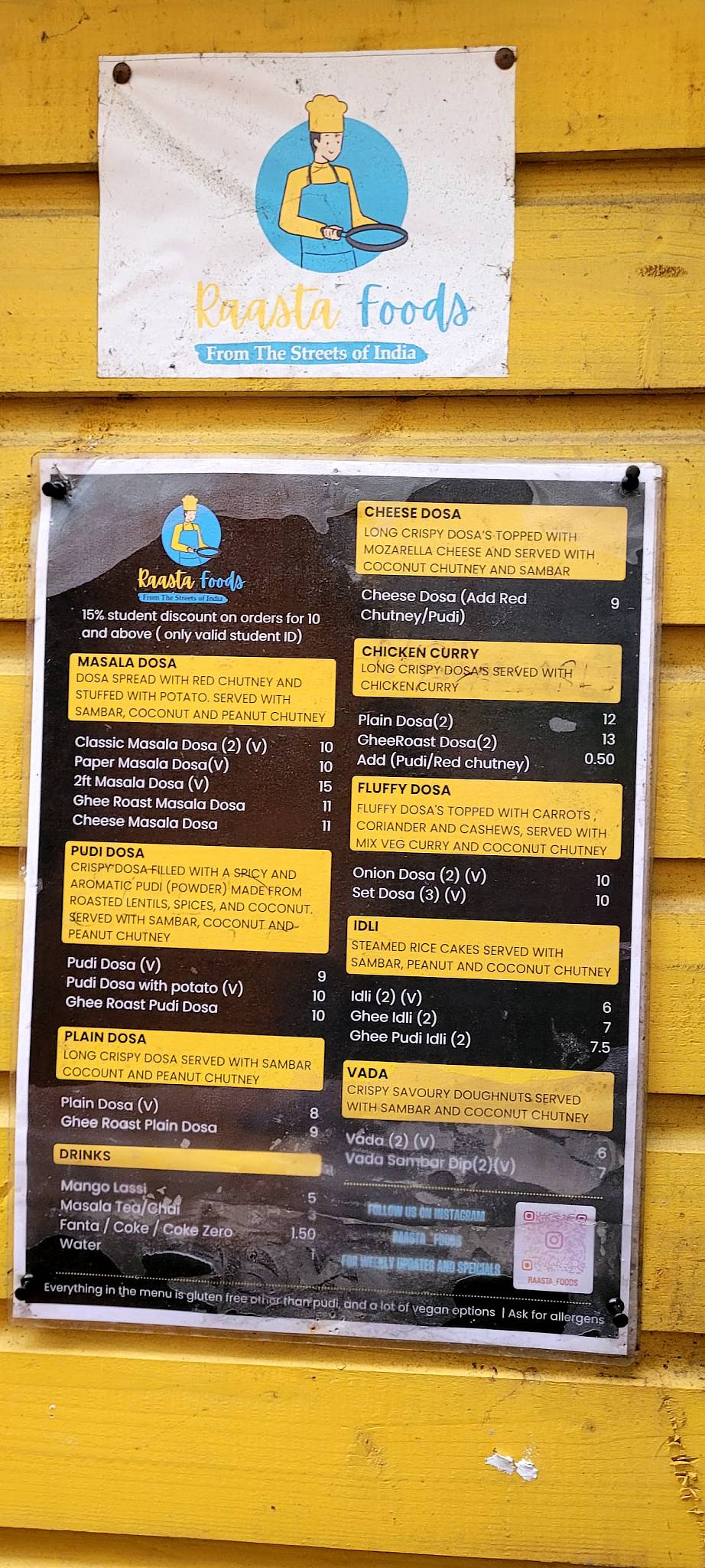 Menu at Raasta Foods, Limerick