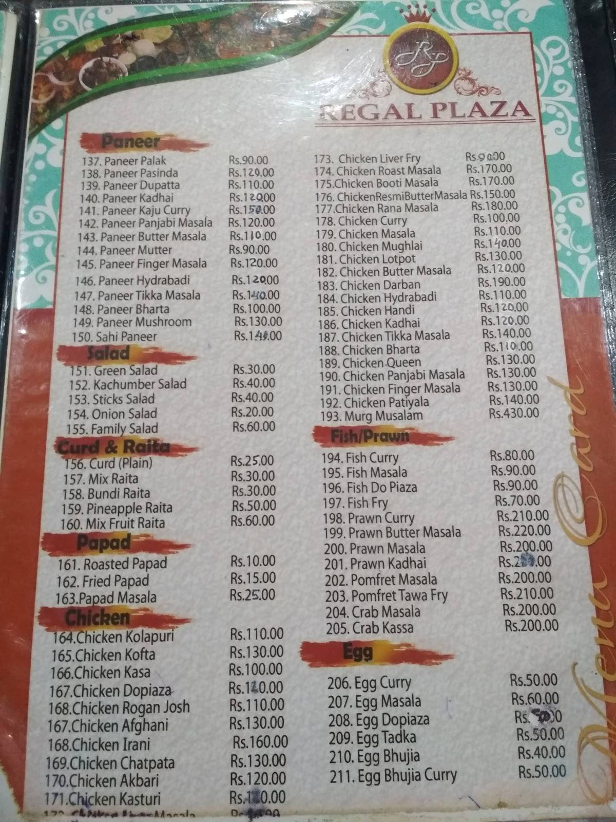 Menu at Restaurant Regal Plaza, Titilagarh