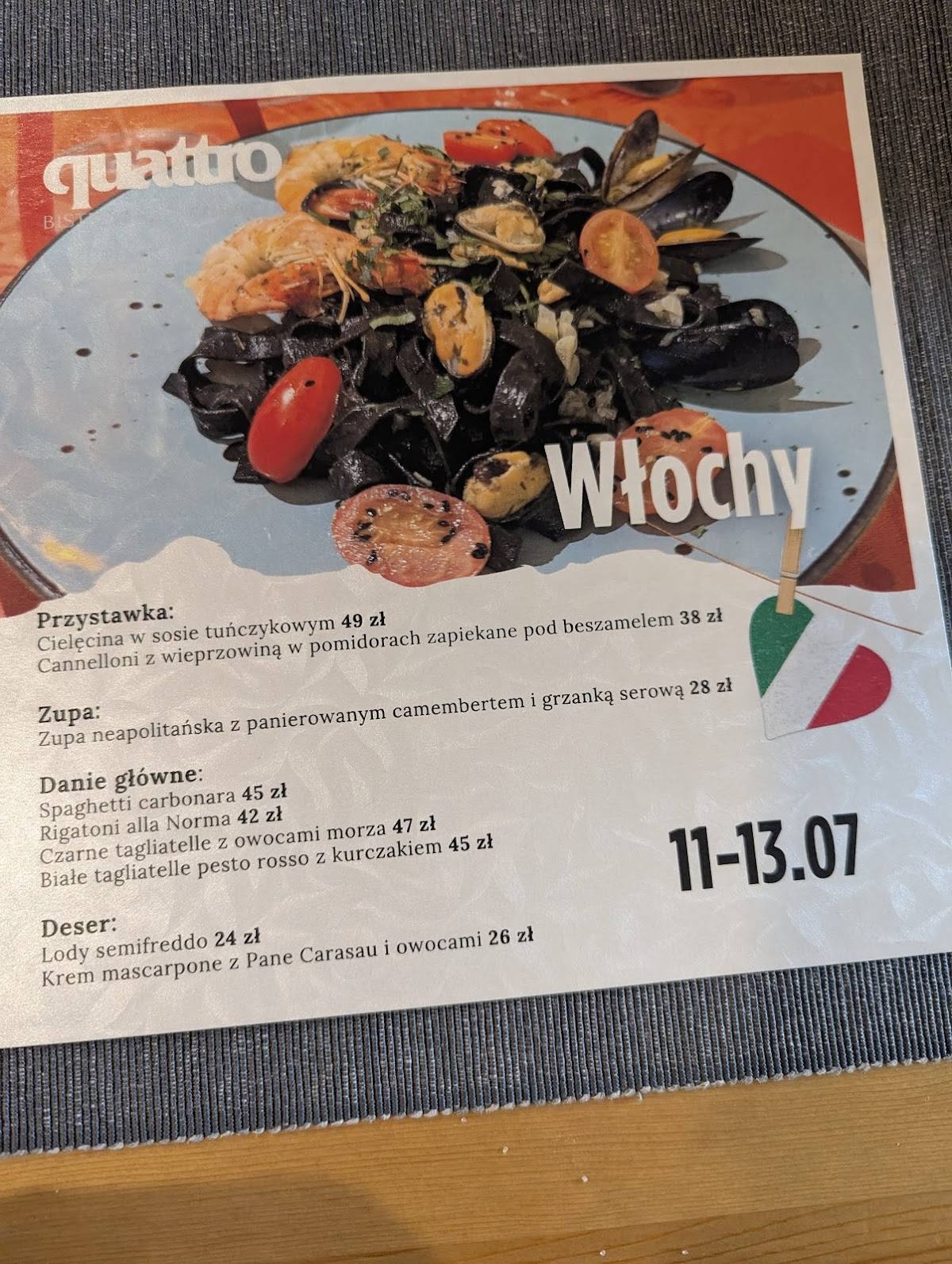 Menu at Restauracja Quattro Łęczyca restaurant, Leczyca