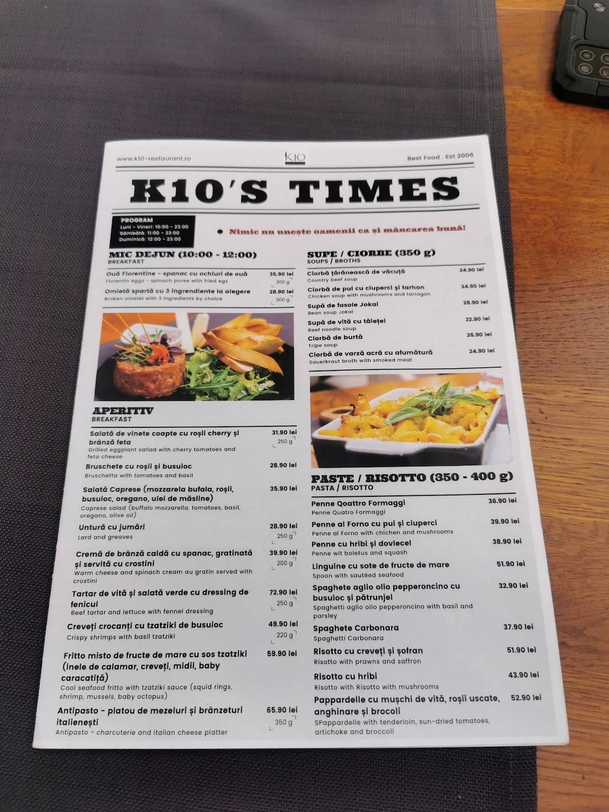 Speisekarte von Restaurant K10, Satu Mare
