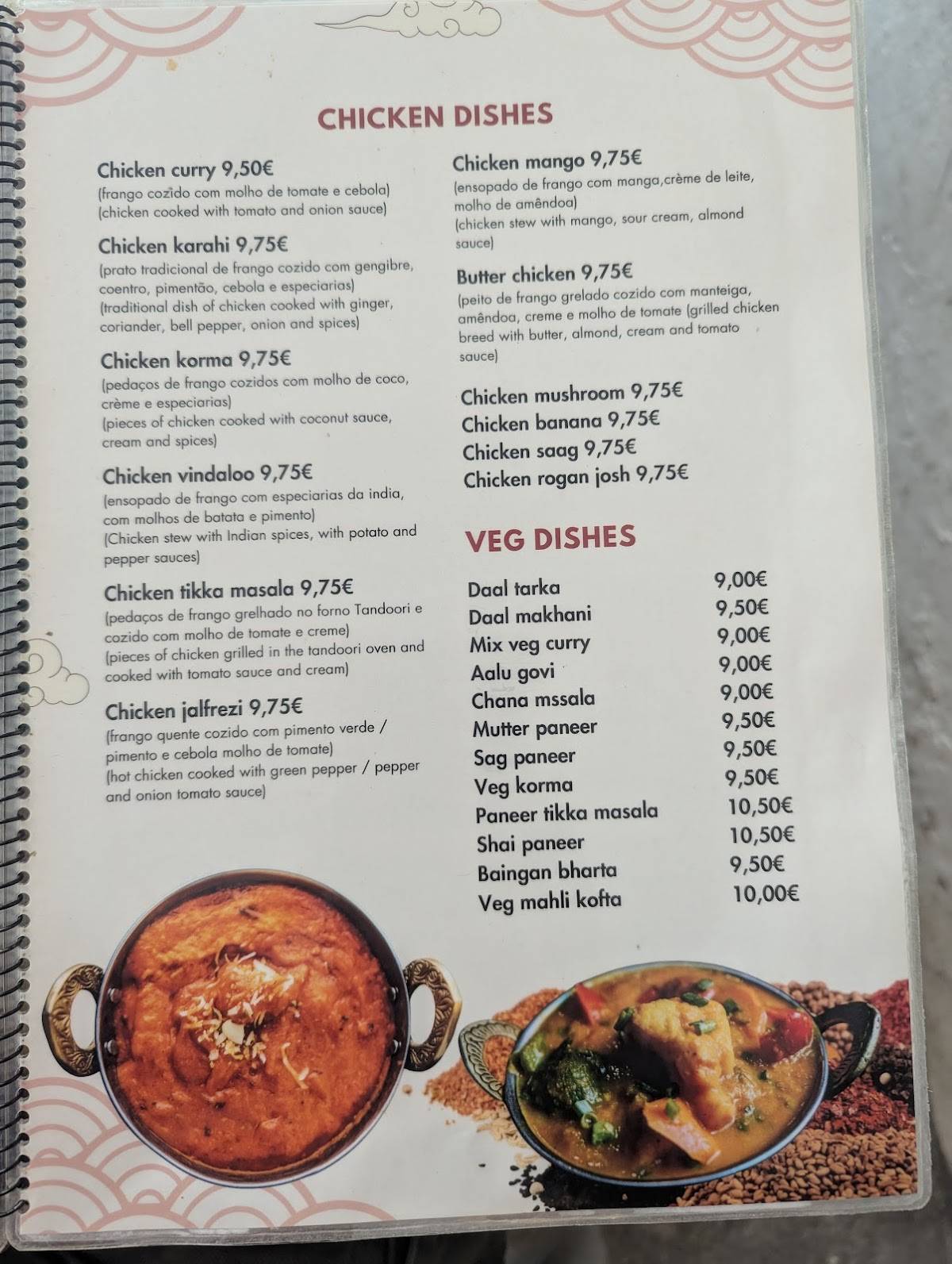 Carta de Restaurant ODAAN (Nepalese & Indian ), Lisboa