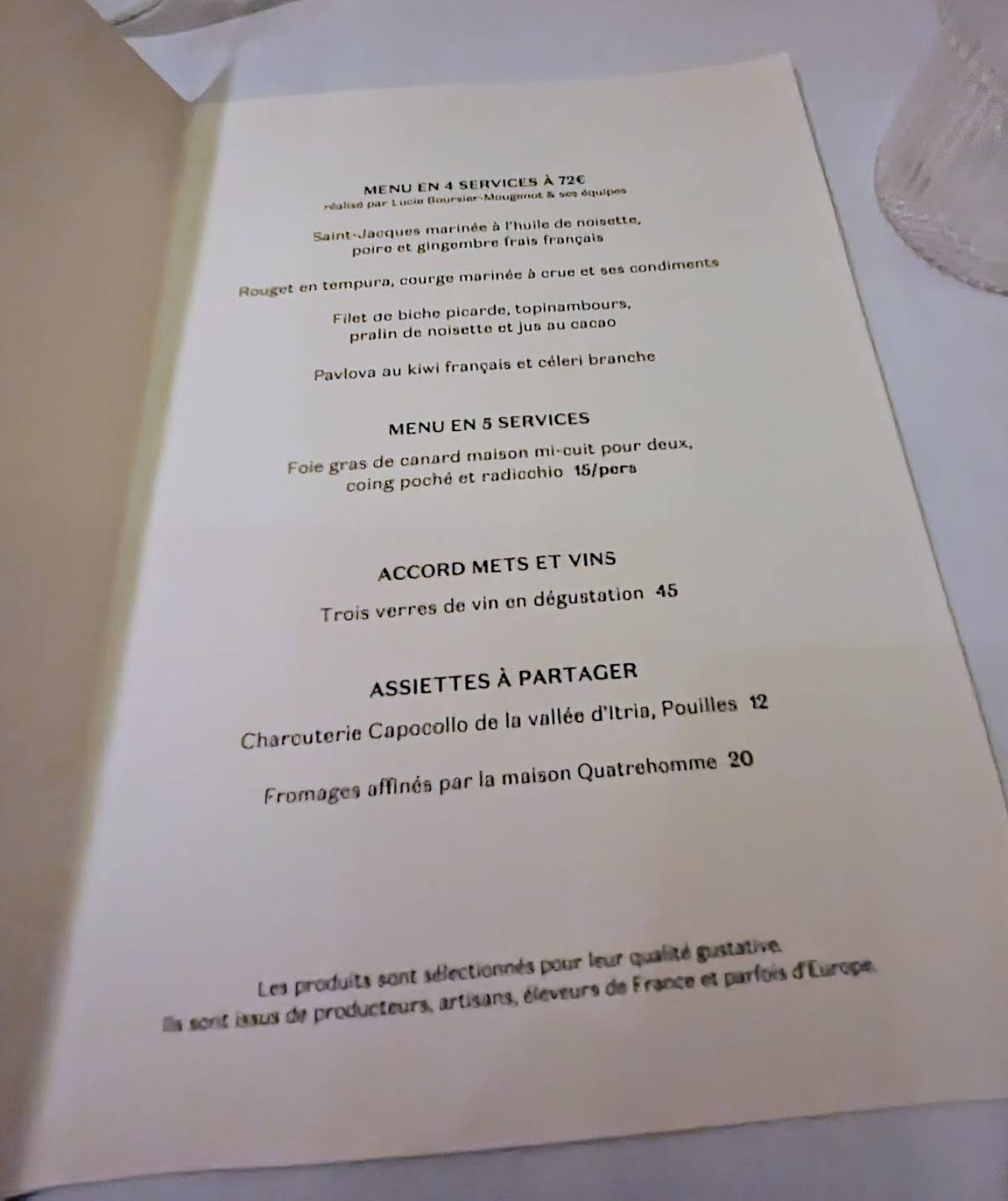 Carta de Restaurant Pétrelle, Paris