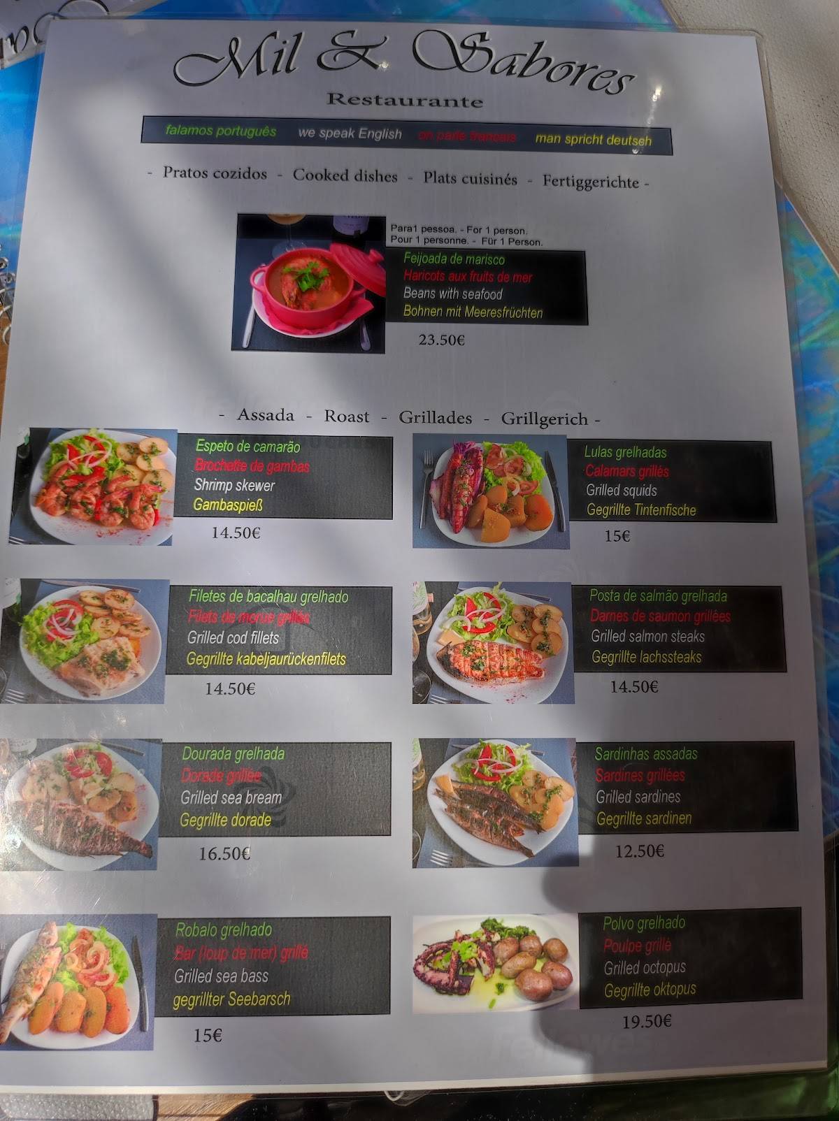 Menu em Restaurante Mil & Sabores, Nazaré