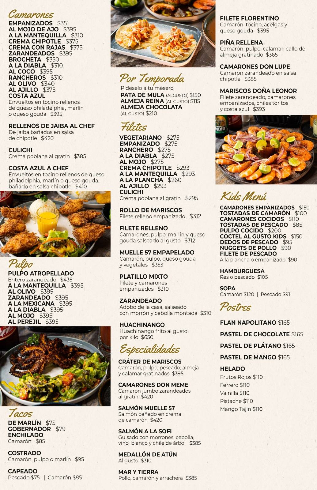 Menu at Restaurante Muelle 57, Reynosa