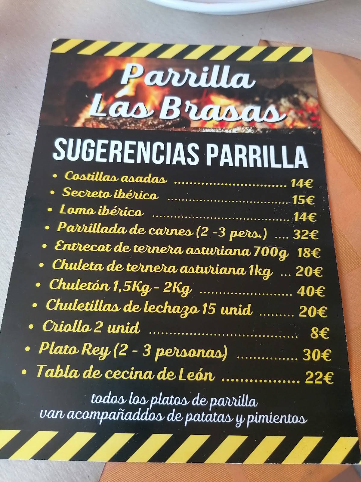Carta de Restaurante Parrilla Las Brasas, Gozón