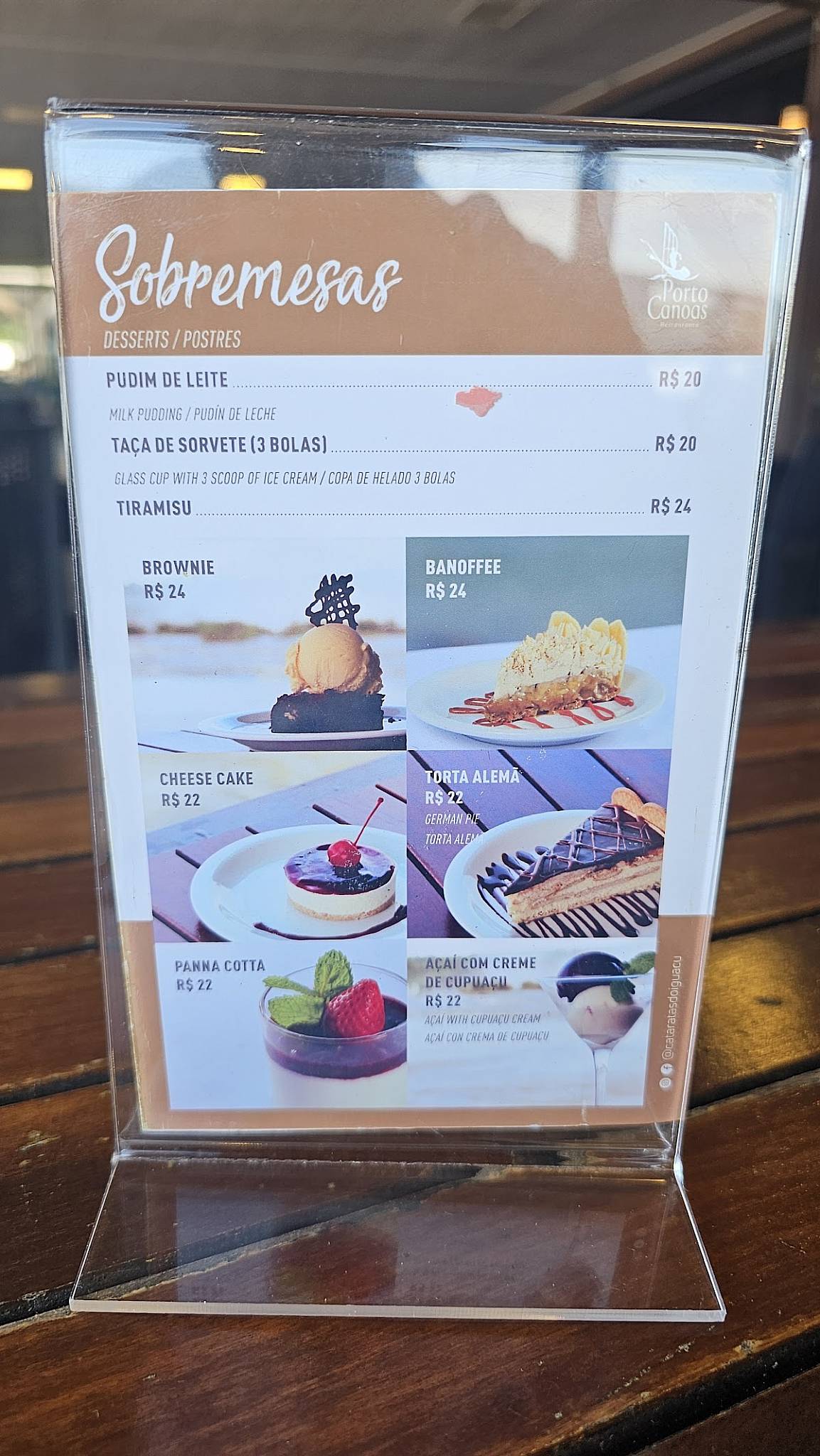 Menu at Restaurante Porto Canoas, Foz do Iguaçu, Br 469 KM30