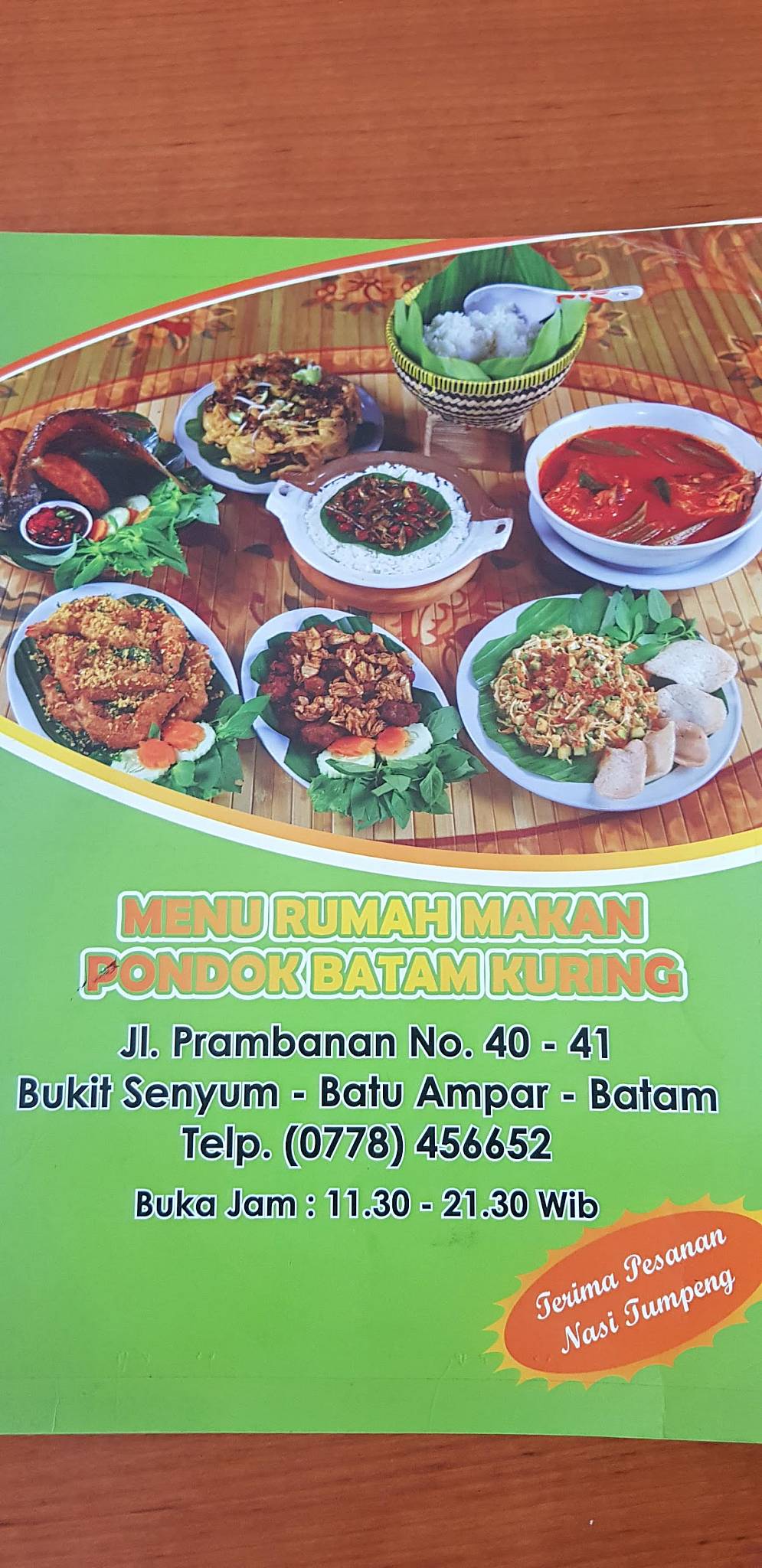 Menu at Restoran Pondok Batam Kuring restaurant, Batam