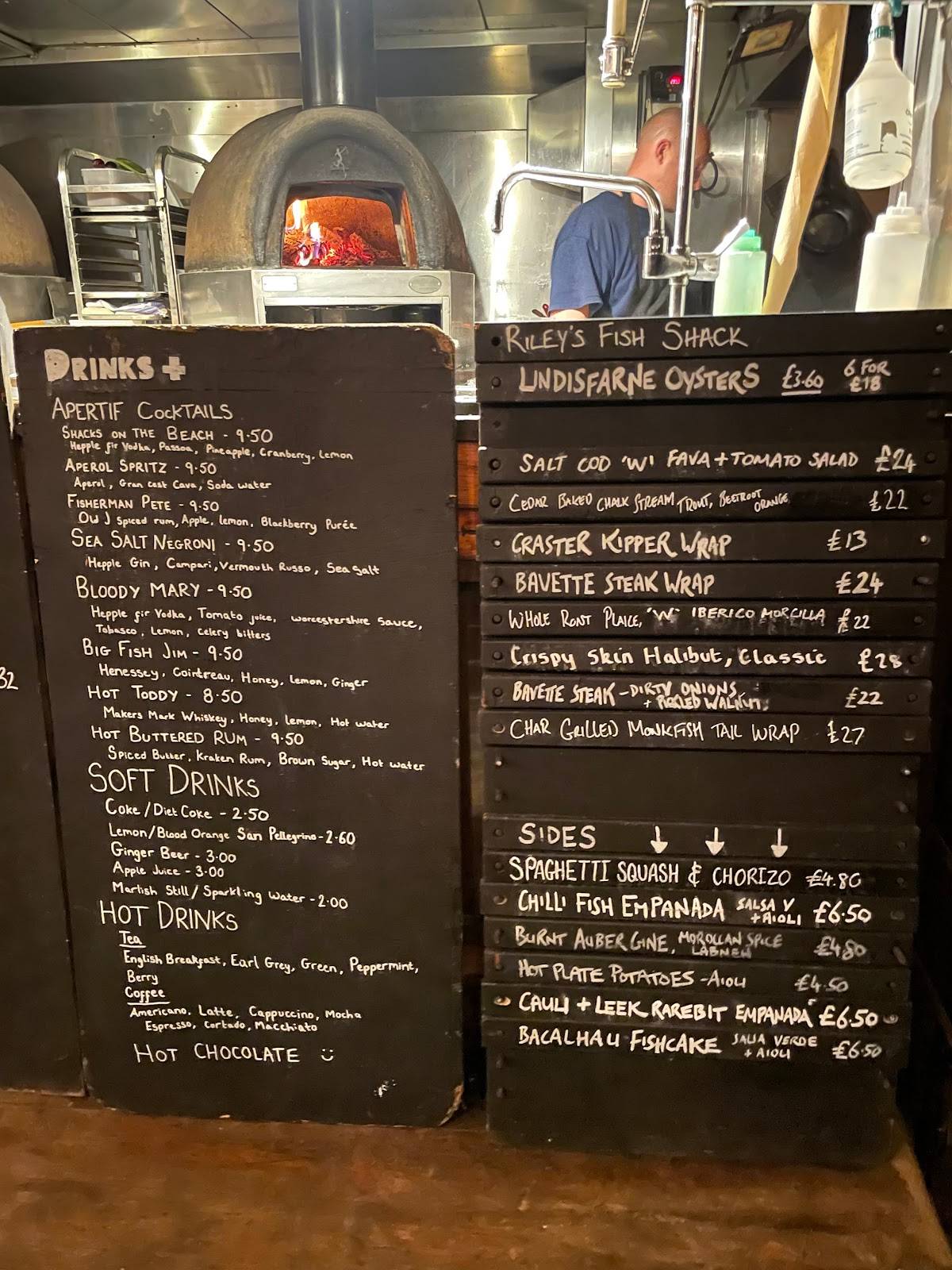 Menu at Riley's Fish Shack restaurant, Tynemouth