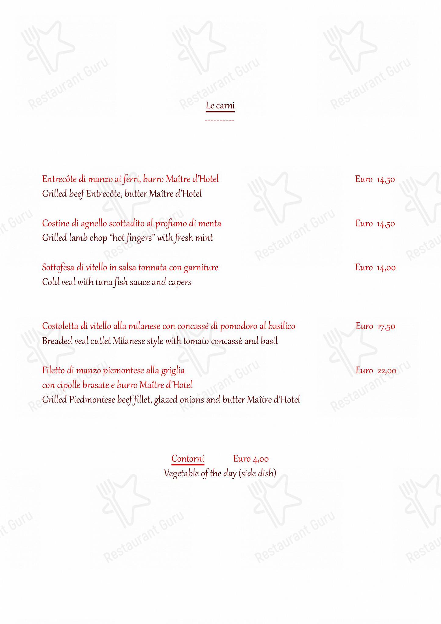 Menu da Ristorante Cardini, Stresa