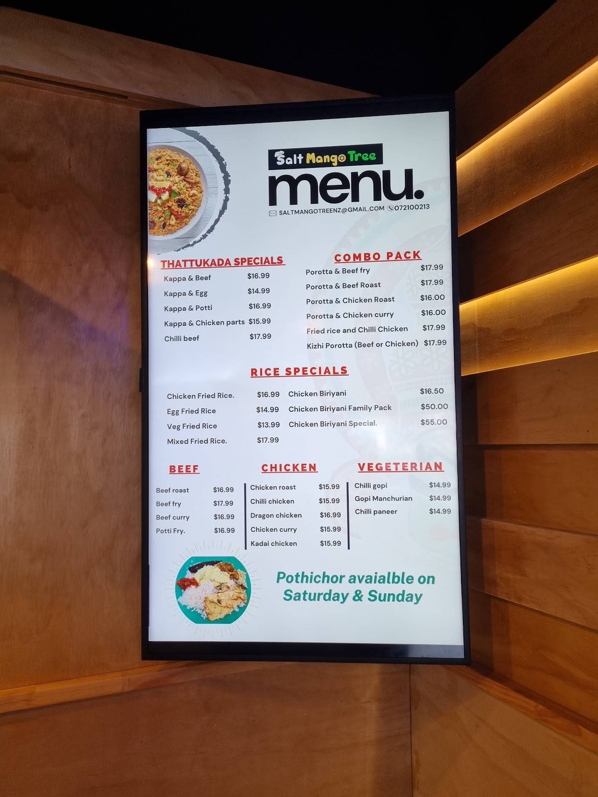 Menu at Salt Mango Tree - South Indian Restaurant, Hamilton