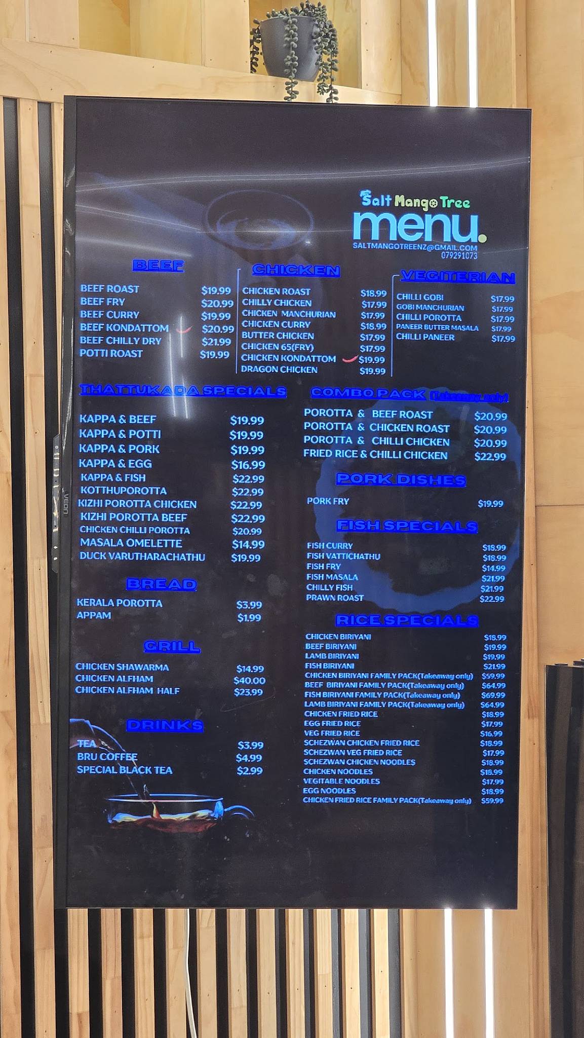 Menu at Salt Mango Tree - South Indian Restaurant, Hamilton