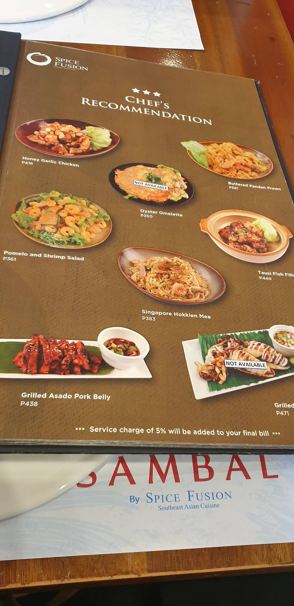 Menu at Sambal by Spice Fusion restaurant, Cebu City
